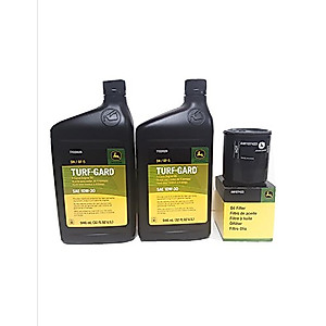2 Quarts Deere Turf-Gard SAE 10W-30 Oil Plus AM107423 Filter. Fits Many Lawn Mowers - Check Description