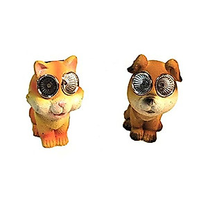 2 Outdoor 5" Solar Powered Pets LED Garden Rock Lights
