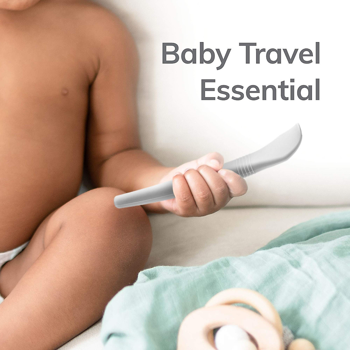 CURASALVE - Diaper Cream Spatula, 2 Pack Baby Diaper Cream Applicator, Soft Flexible Silicone Brush, Grey