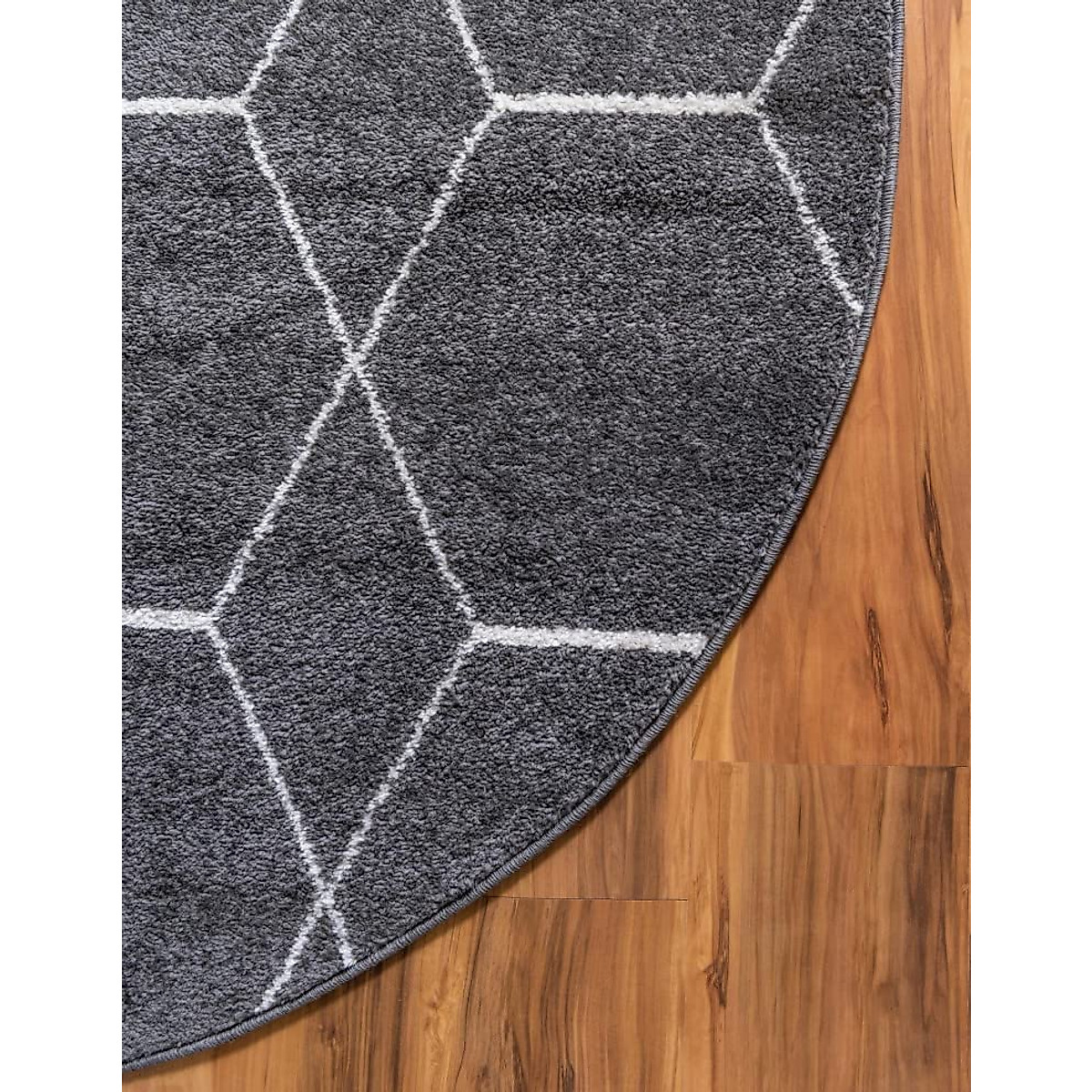 Unique Loom Trellis Frieze Collection Area Rug - Geometric (3' x 5' Oval, Dark Gray/ Ivory)