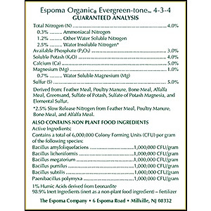 Espoma Organic Evergreen-Tone 4-3-4 Natural & Organic Fertilizer and Plant Food for Evergreen Trees & Shrubs. 8 lb. Bag. Use for Planting & Feeding to Promote Optimum Growth