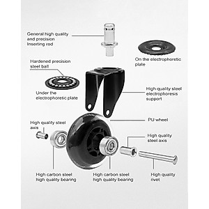 Rolling Stool with Backrest VAPAA TAIDE 450 Lbs High Weight Capacity PU Leather Roller Seat and Heavy-Duty Crystal Universal Wheels for Men Women Boy Girl Furniture Gift, Home Office Black