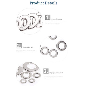 M16 Flat Washer, 304 Stainless Steel, 16mm ID, 30mm OD, 3mm Thickness, Plain Finish, for Bolt and Screw (Pack of 25)