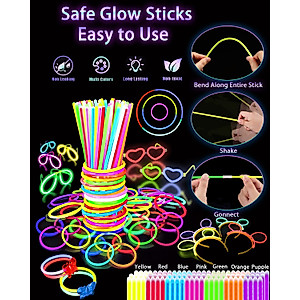 275 PCS Glow in the Dark Party Supplies for Kids Adults, Light Up Party Favors, Glow Sticks Bulk Party Pack Bracelets Finger Lights Glasses Headband LED Light Hair Wedding Birthday New Year Halloween