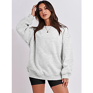 ANRABESS Sweatshirt for Women Oversized Crewneck Hoodies Fleece Casual Pullover Top Fall Fashion Outfits Clothes 2025 A1019 light gray X-Large