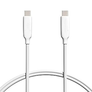 Amazon Basics Fast Charging 60W USB-C3.1 Gen1 to USB-C Cable - 3-Foot, White