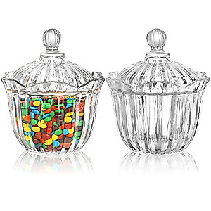 Hacaroa 2 Pack Acrylic Candy Dish with Lid, Crystal Covered Candy Bowls, Decorative Candy Jar Containers for Candy Buffet, Party, Wedding, Housewarming, Clear