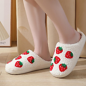 Vdidnts Heart Slippers For Women Strawberry Slippers Couple House Shoes Memory Foam Flat Slippers Strawberry 39/40