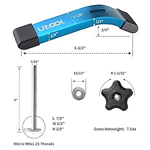 UTOOL 2 Pack T-Track Hold Down Clamps Kit, 6-1/3" L x 1-1/5" Width, Heavy Duty Anodized Clamps for Woodworking, Starlight Blue
