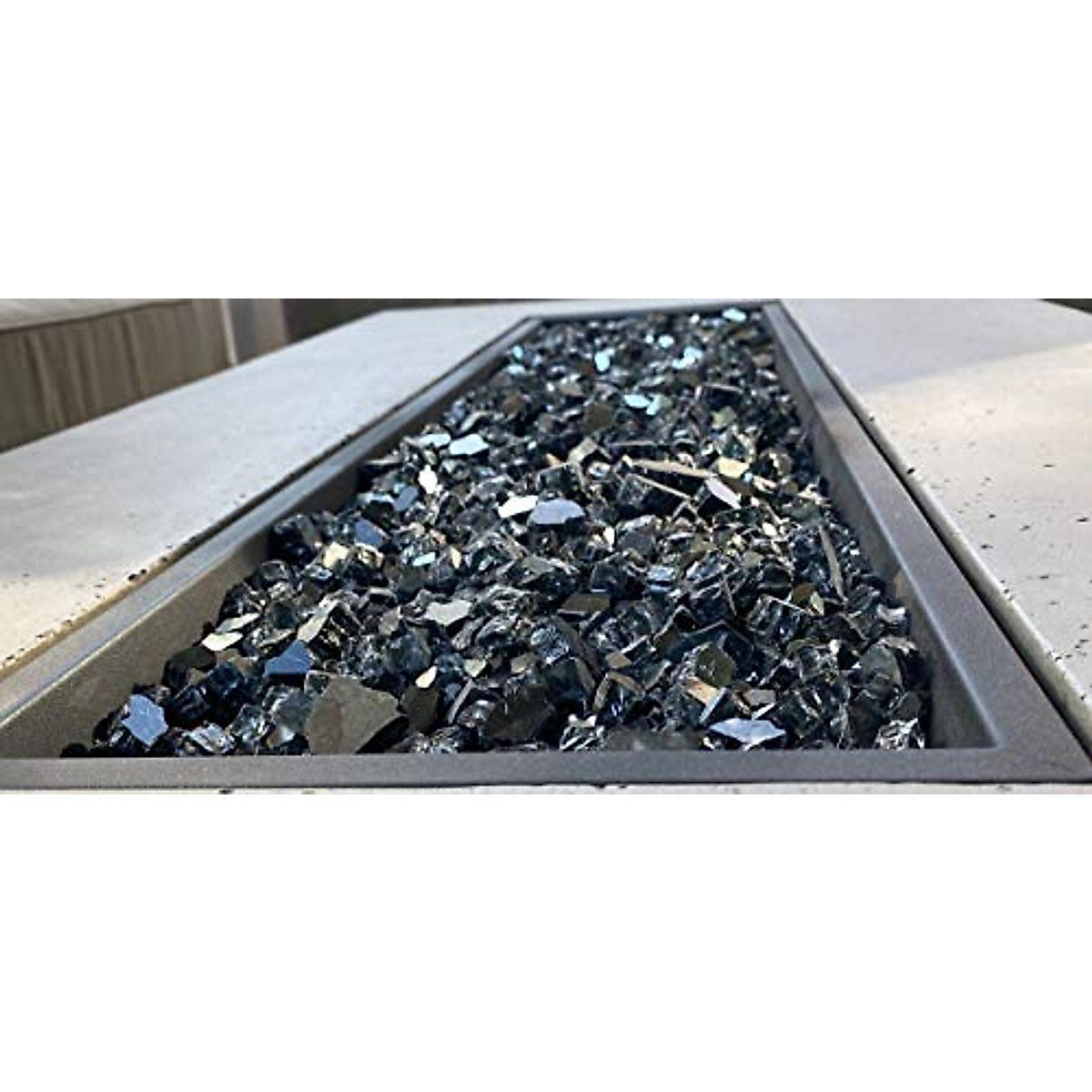 Cookingstar Fire Pit Fireplace Glass, High Luster 10-Pound x 1/2-Inch Fire Glass (Dark Matter Black)