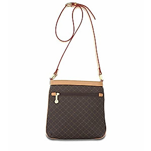 Rioni St-20230 Signature Brown Canvas Leather DAILY TOURIST Handbag Crossbody