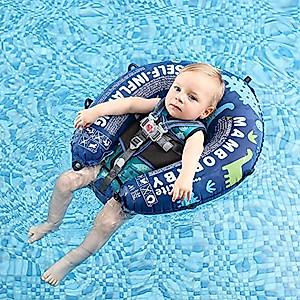 Mambobaby Newest Compressible Folding Baby Self-Inflating Float with Sun Canopy – Blue
