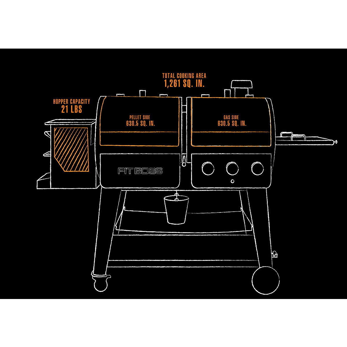 Pit Boss PB1230SP Wood Pellet and Gas Combo Grill, Black