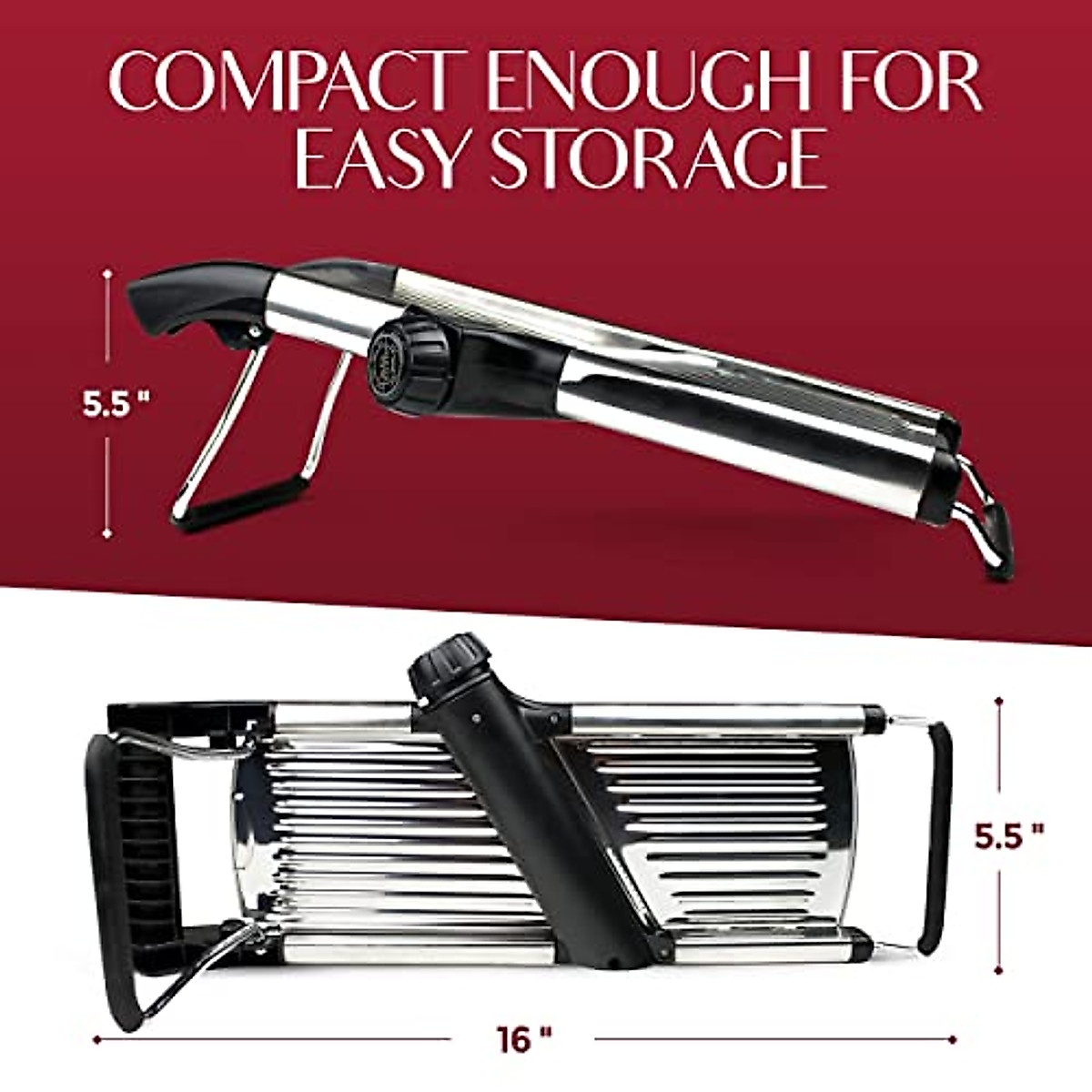 Gramercy Adjustable Mandoline Slicer for Kitchen, Vegetable Chopper, Food Chopper, Vegetable Slicer, Potato Slicer, Mandolin, Potato Cutter - Stainless Steel - INCLUDING One Pair Cut-Resistant Gloves