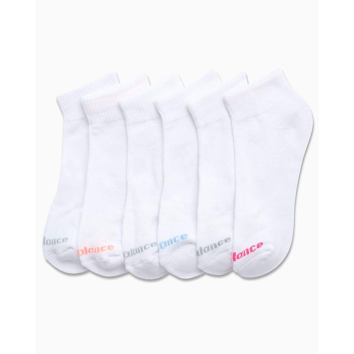 New Balance Womens Athletic Socks - Cushioned Quarter Cut Ankle Socks (6 Pack), Size 4-10, Solid White