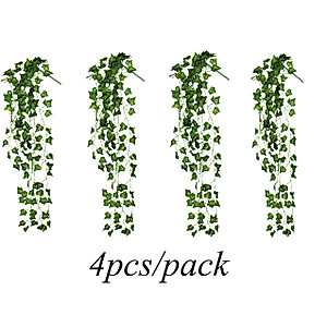 ALIERSA 4-Bunchs Outdoor Artificial Plants Hanging Ivy Garland Fake Vines Leaves Greenery Decoration for Home Wall Garden Wedding Party Bar Garland Outside Decor