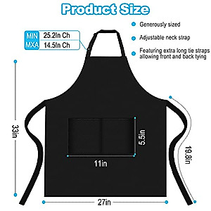 Aettechgd 2 Pack Chefs Apron for Women Men With Pockets, Top-notch Black Bib Aprons Water & Oil Resistant, Premium Adjustable Kitchen Aprons for Kitchen, Crafting, BBQ, Drawing, Cooking and More