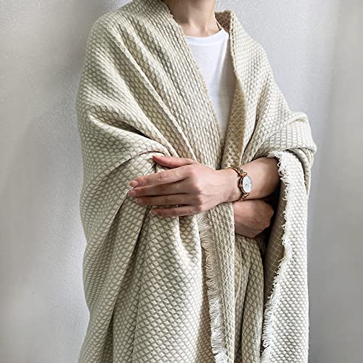 ZonLi Soft Throw Blanket for Couch, 50"x60" Weave Blanket with Tassels & Diamond Pattern,Soft Lightweight Shawl Blanket Decoration Blanket for Living Room, Sofa, Bed