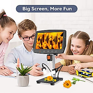 Hayve 9 '' LCD Digital Microscope, 1500X Magnification Coin Microscope with 16MP Camera, Micro Soldering Microscope for Adults, 32GB Card Included, Wired Remote, Compatible with Windows/Mac OS
