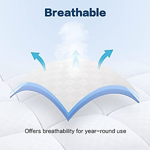 Queen Mattress Topper Pillow Top Extra Thick Cooling Mattress Pad Cover for Back Pain Plush Soft with 8-21 Inch Deep Pocket 3D Snow Down Alternative Fill - White