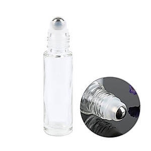 Essential Oil Roller Bottles 63 Pack 10ML Glass Roller Bottle Amber For Essential Oil (4 Opener,6 Pipettes, 4 Funnels,192 Label) (Clear)