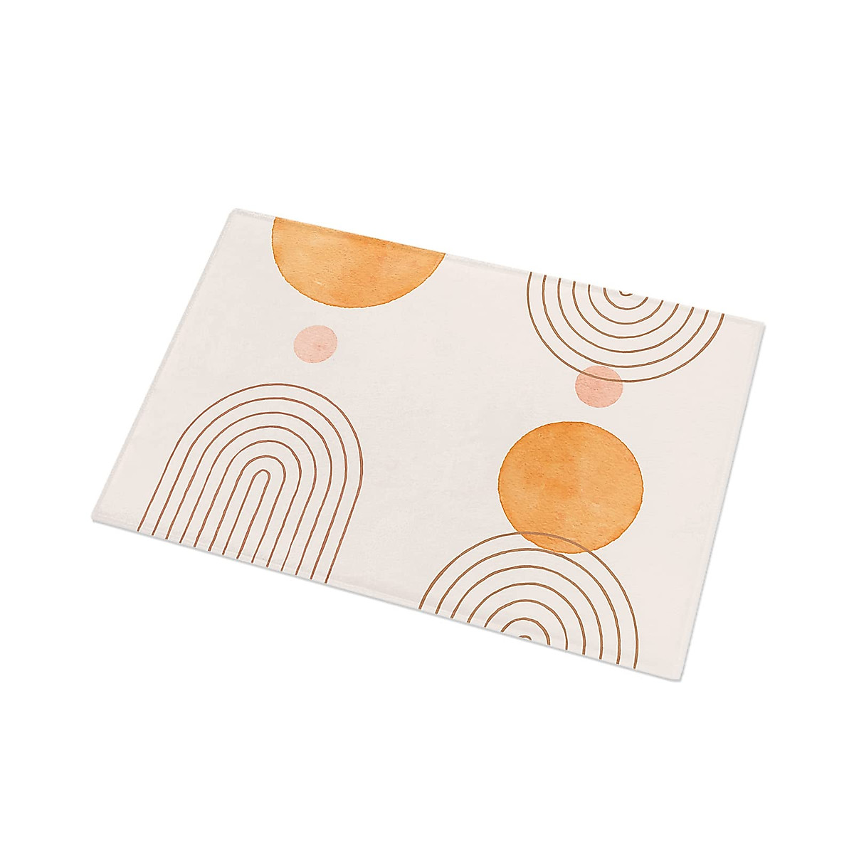 Indoor Doormat Boho Sun Mid Century Abstract Geometric,Shaggy Floor Mat with Non-Skid Backing Modern Minimalist Art,Machine Washable Plush Area Rug Carpets for Kitchen Nursery Bedroom 20x3in