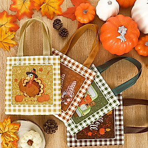 AnyDesign Fall Reusable Gift Bag Pumpkin Turkey Gnome Tote Bags with Handles Autumn Party Treat Bag Grocery Shopping Bag Waterproof Non-Woven Bags for Fall Thanksgiving Pumpkin Patch Party, 8 Pack