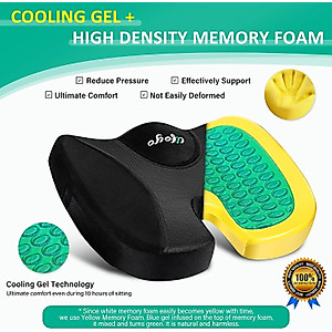 Gel Seat Cushion for Office Chair - Memory Foam Chair Cushion - Car Seat Cushion for Drving - Cushion Pillow for Long Sitting - Butt Pillow for Desk Chair, Computer Chair, Gaming Chair, Wheelchair