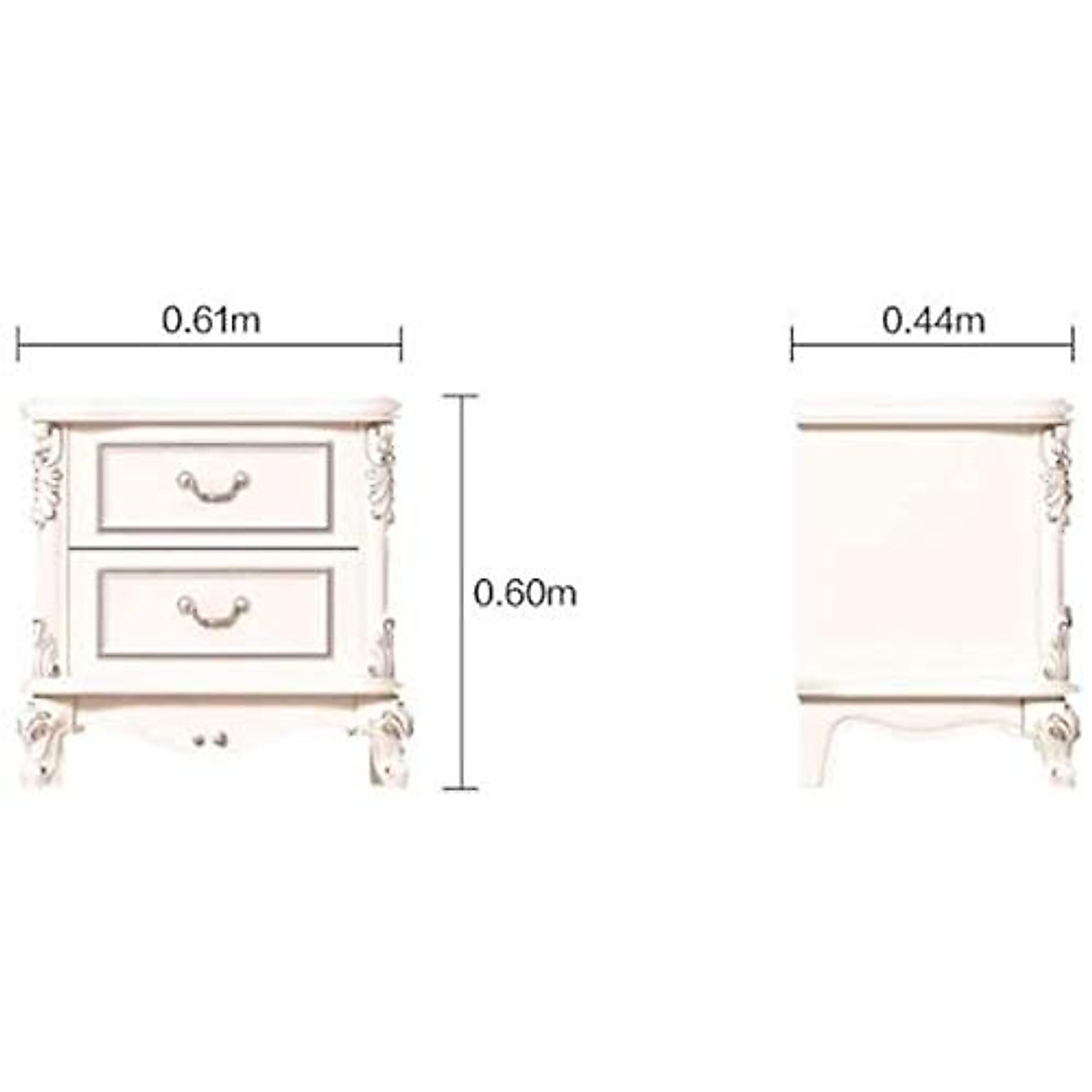 AYKDAS Bedside Table Bedroom Bedside Table, Bedside Table Bedside Table Furniture European White Simple Bedroom Storage Cabinet Living Room Furniture 2 Drawer Side Cabinet