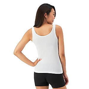Hanes Women's Originals Knit Cotton Pack, Soft Ribbed Tank Tops, 3-Pack, White, White, White