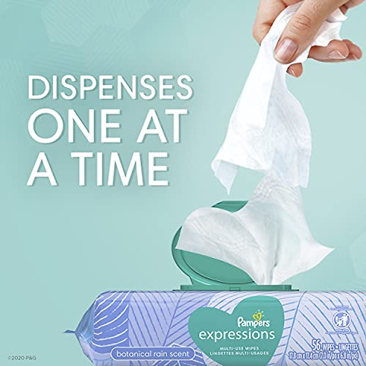Baby Wipes, Pampers Expressisons Botanical Rain Scented, 1X Pop-Top Pack, 56 Count