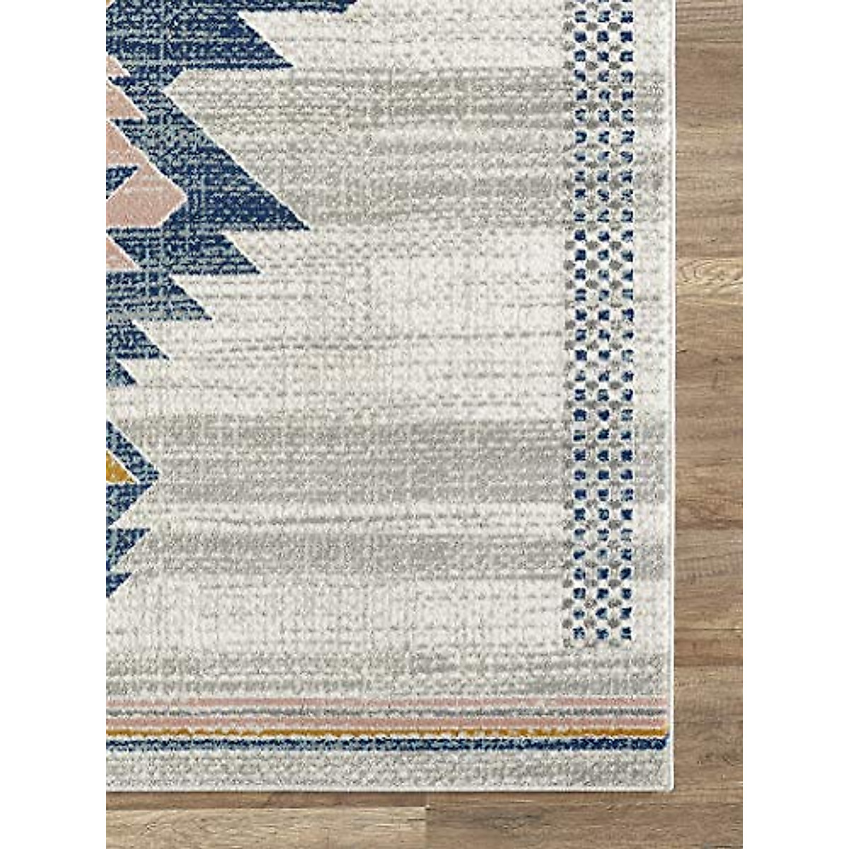 Abani Porto Collection 7'9" x 10'2" Southwestern Area Rug, Rectangular Turkish Beige & Blue Tribal Print Accent Rug Rugs