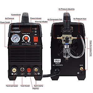 Pilot Arc Plasma Cutter, Cuwiny 50 Amp Dual Voltage 110/220v Non-Touch Pilot Inverter Air Plasma Cutting Machine, IGBT,14mm Clean Cut,16mm Max Severance, Fit For Carbon Steel,Copper, Iron and Aluminum