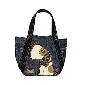 Chala Toffy Dog Carryall Zip Denim Tote Handbag, Dog Lovers Gift