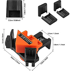 90 Degree Angle Clamps, Woodworking Corner Clip, Right Angle Clip Fixer, Set of 4 Clamp Tool with Adjustable Hand Tools (orange+black)
