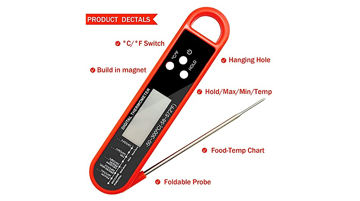 GR Smith Digital Meat Thermometer - Fast & Precise Cooking