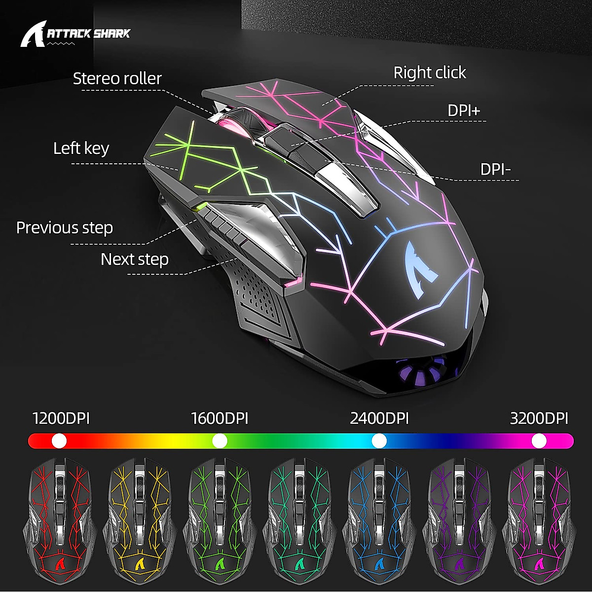 A.jAZZ Wireless Gaming Keyboard and Mouse Combo,Full Size 12 RGB Chroma Backlit Keyboard,Rechargeable 4200mAh Mechanical Feel USB/Type-C Dual Receiver Silent Mice,for PC,Mac,Laptop,PS4,Xbox,Black