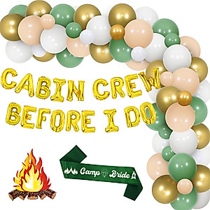 kreat4joy Camp Bachelorette Decoration, Last Trail Before The Veil Bachelorette Balloon Garland Camp Bride Sash Cabin Crew Before I Do Foil Balloon for Woman Bachelorette Bridal Shower Decorations