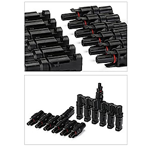 BAYM Solar Panel T Branch 6 to 1 6M/F + 6F/M Cable Connector Solar Wire Connector T-Type T6 Coupler Combiner(1 Pair)
