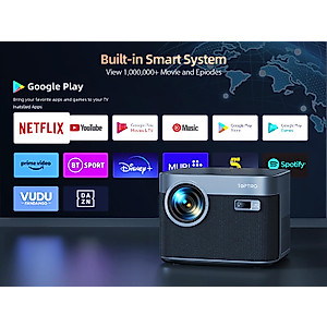 [Auto Focus/Keystone] TOPTRO X7 Android TV Projector with WiFi and Bluetooth, Smart Projector 4K Supported, 600 ANSI, Dust-proof, 50% Zoom, Outdoor Projector with Netflix/YouTube Built-in, 8000+ Apps