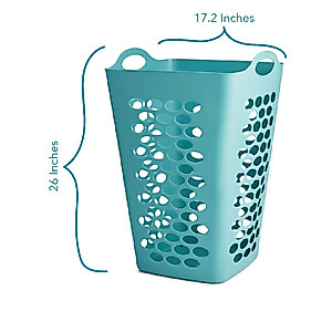 Sedlav Hamper, Laundry Basket Plastic, Teal. Ideal Hampers For Laundry, Closet, Bedroom, Bathroom, Dirty Clothes Hamper, Laundry Organizer. Laundry Basket Plastic, Blue, 26 Inch, Clothes Hamper
