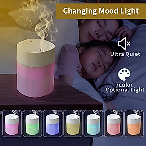Zqlotxiao Portable Diffuser Humidifier - USB Cute Humidifier, Mini Air Humidifiers, Cool Mist Diffuser for Desk Baby Bedroom, Whisper Quiet & 2 Spray Modes, 400ml Water Tank