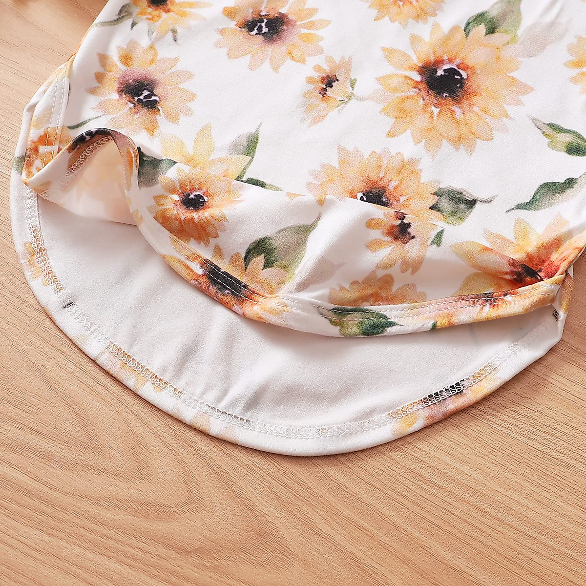 DPSKY Infant Baby Cotton Sleeper Gown Sunflowers Knotted Pajamas Newborn Sleepwear Sleeping Bag with Headband 2Pcs Set, 0-6 Months