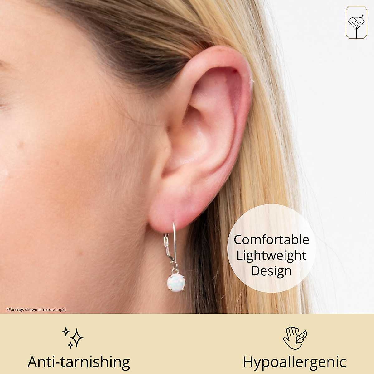 MAX + STONE 925 Sterling Silver 6mm Round September Birthstone Created Blue Sapphire Dangle Earrings for Women with Leverbacks