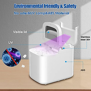 Vtechvat Ice Maker, Countertop Ice Maker with UV Lamp, Portable Ice Machine with Self Cleaning, ABS Material, 33lbs/Day, 6mins/8Pcs Bullet Ice, Counter Ice Maker for Home Kitchen Office Party(White)