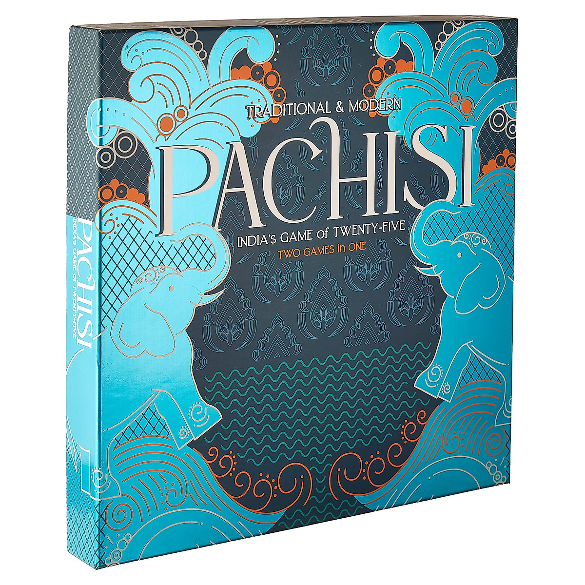 Pachisi: India's Game of Twenty-Five - Features 2-in-1 Modern and Traditional Rulesets - Double-Sided Board Game with Colorful Animal Pawns and Wooden Cowrie Shell - Family Game Night for 2-4 Players