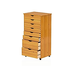 ADEPTUS 76154 8 Drawer Wide Roll Cart, Medium Pine