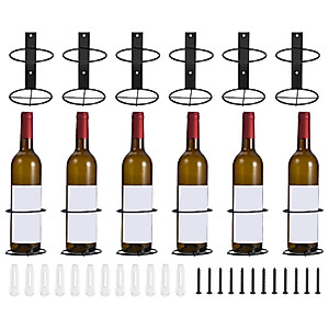 uxcell Spiral Wine Wall Holder 12 Pcs, Metal Wine Bottle Display Holder, Wine Bottles Display Wall Storage Shelf -for Kitchen Bar Wall Decor Black Upward