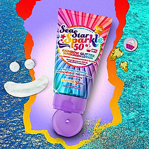 Seastar Sparkle - Rainbow Party Cake Scented Glitter Sunscreen - SPF 50 - Biodegradable Sunscreen, Kids, Water Resistant, Glitter lotion, Cruelty Free, Kids Lotion, Made in USA, 3.4oz