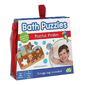 Peaceable Kingdom Playful Pirates Bath Puzzles - Bath Toys for Toddlers – Foam Bath Puzzles for Kids - Fine Motor Skills (17 Pieces, 5 Puzzles)